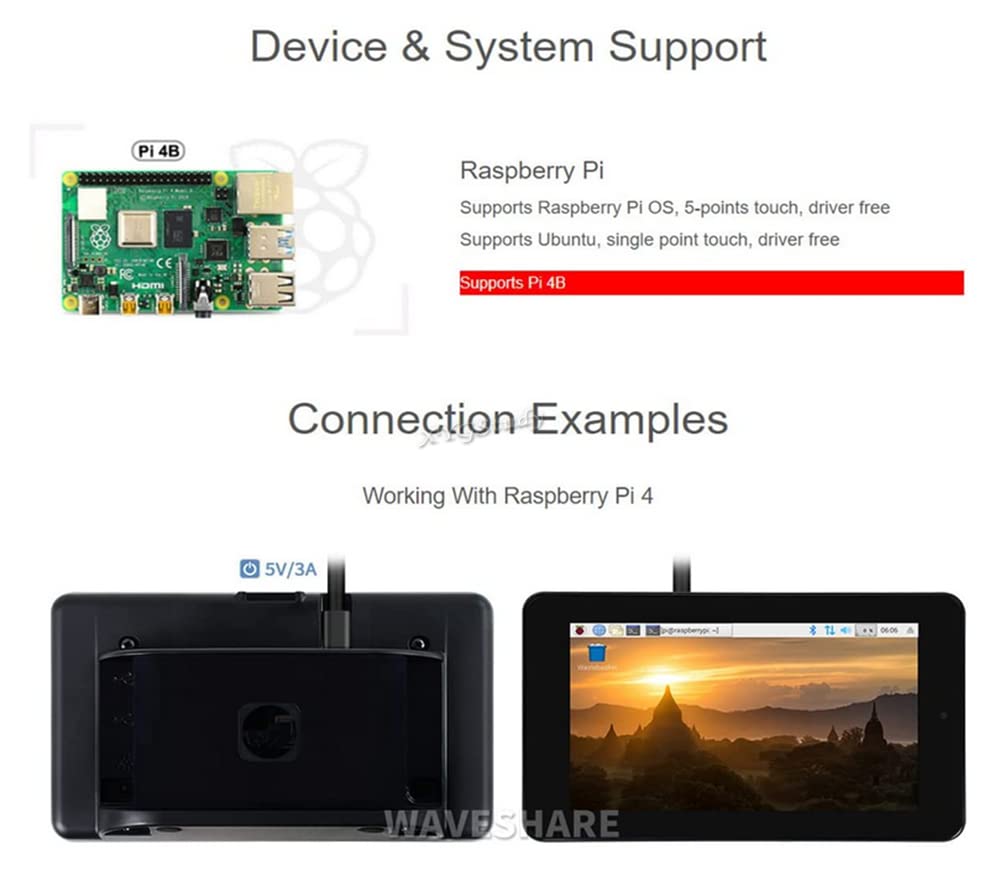 for Raspberry Pi 7inch Capacitive 800×480 Touch Display Screen with Protection Case 5MP Front Camera and DSI Interface for Raspberry Pi 4 Model B @XYGStudy (7inch DSI LCD (with cam and case))