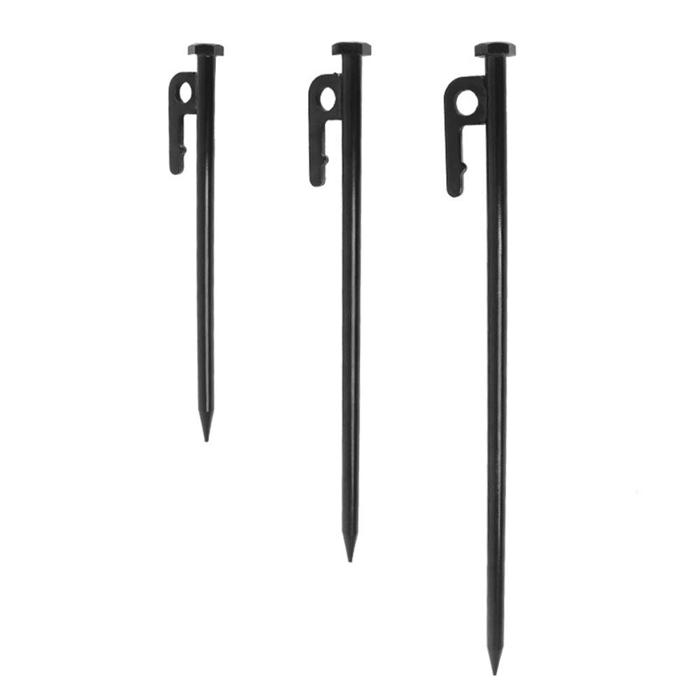Bcamelys 6 Pack Black Heavy Duty High Strength Steel Camping Tent Stakes Peg Unbreakable and Inflexible for Outdoor Trip Hiking Gardening