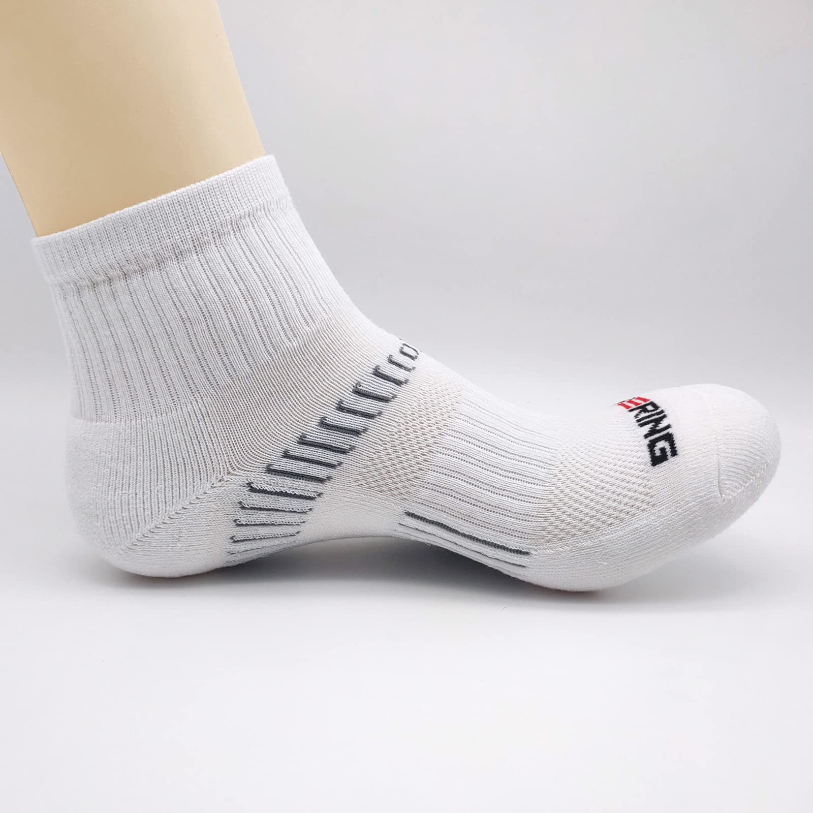 BERING Men's Ankle Athletic Cushioned Quarter Socks, White, Size 9-12, 6 Pairs