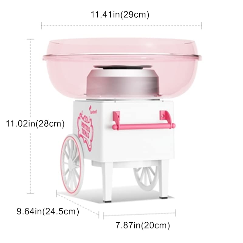 KLLsmDesign Cotton Candy Machine for Kids, Cart Design Desktop Electric Cotton Candy Maker with 10 Reusable Cones & Sugar Scoop for Children's Birthday Gift Family Party Holiday Use