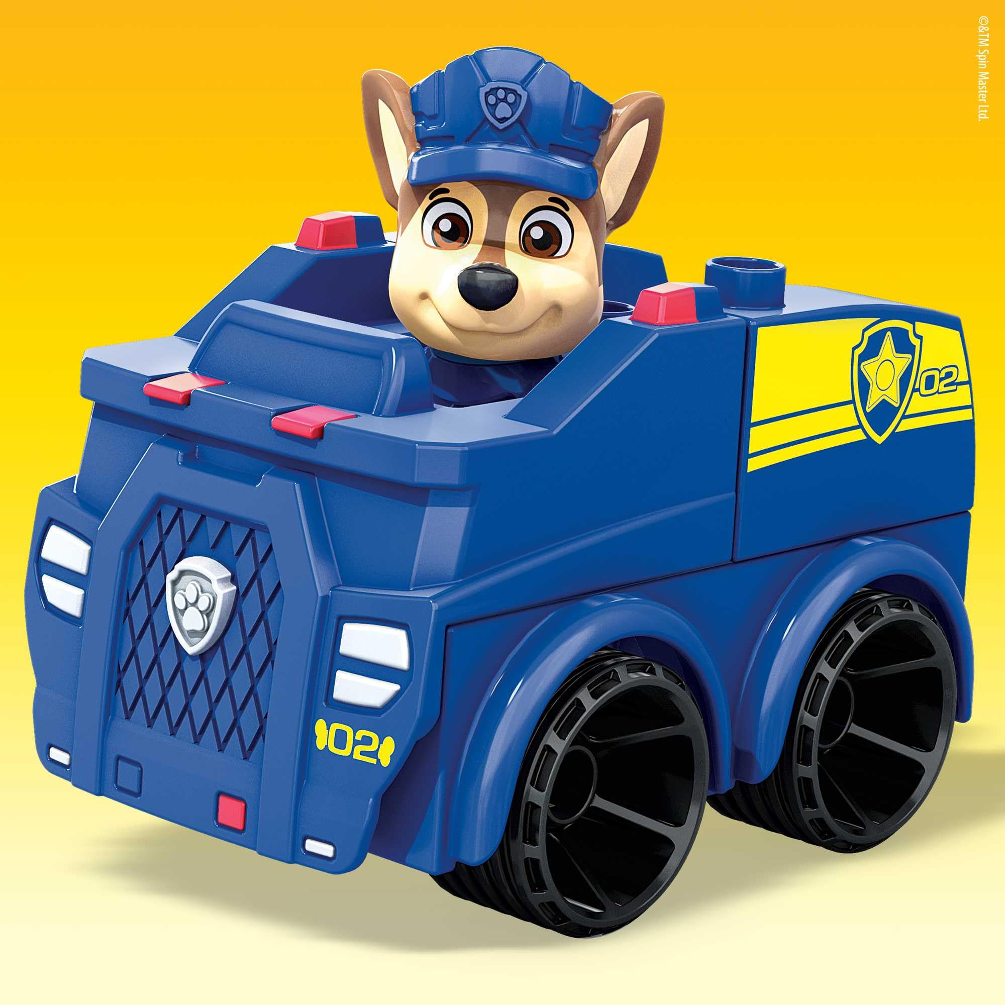 MEGA BLOKS Paw Patrol Chase's Patrol Car Building Set with 1 Chase Figure, 10 Blocks and Special Pieces, Toy Gift Set for Ages 3 and Up