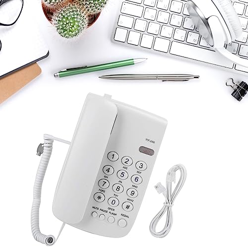 Corded Phone Desktop Fixed Telephone Wall Mountable Landline Phone for Redial/Pause/Flash/Hold Tone Adjustable Desk Phone Fixed Telephone TCF2000 Business Office Telephones House Hold Guest Room