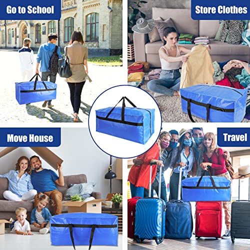 Fixwal Heavy Duty Extra Large Moving Bags Storage Bags Totes with Backpack Straps Strong Handles & Zippers Clothes Moving Supplies Packing Bags for Space Saving (Blue 6 Pack)