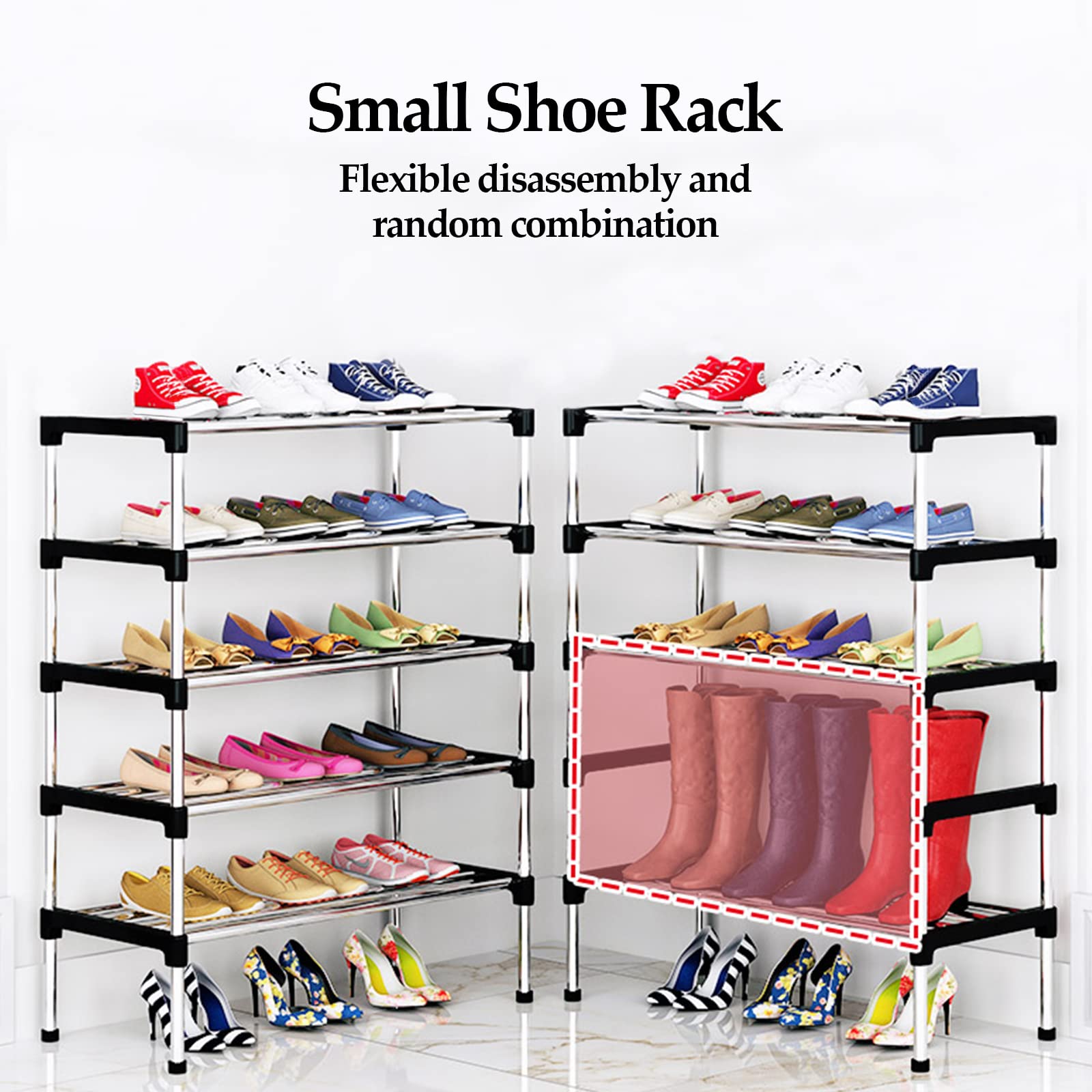 Lechay 1 PC 3-Tier Stackable Small Shoe Rack, Shoe Organization Shoe Holder Entryway for Saving Storage