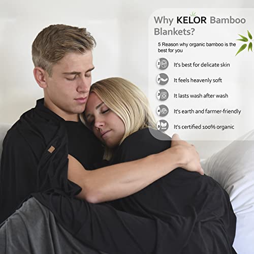 KELOR Luxury Bamboo Wrap Blanket - Single Sided - Stretchy, Lightweight, Soft & Breathable - Cooling Viscose with Spandex, Versatile Wearable Travel Blanket - Shawl - Scarf - Baby Wrap - Grounded Gray