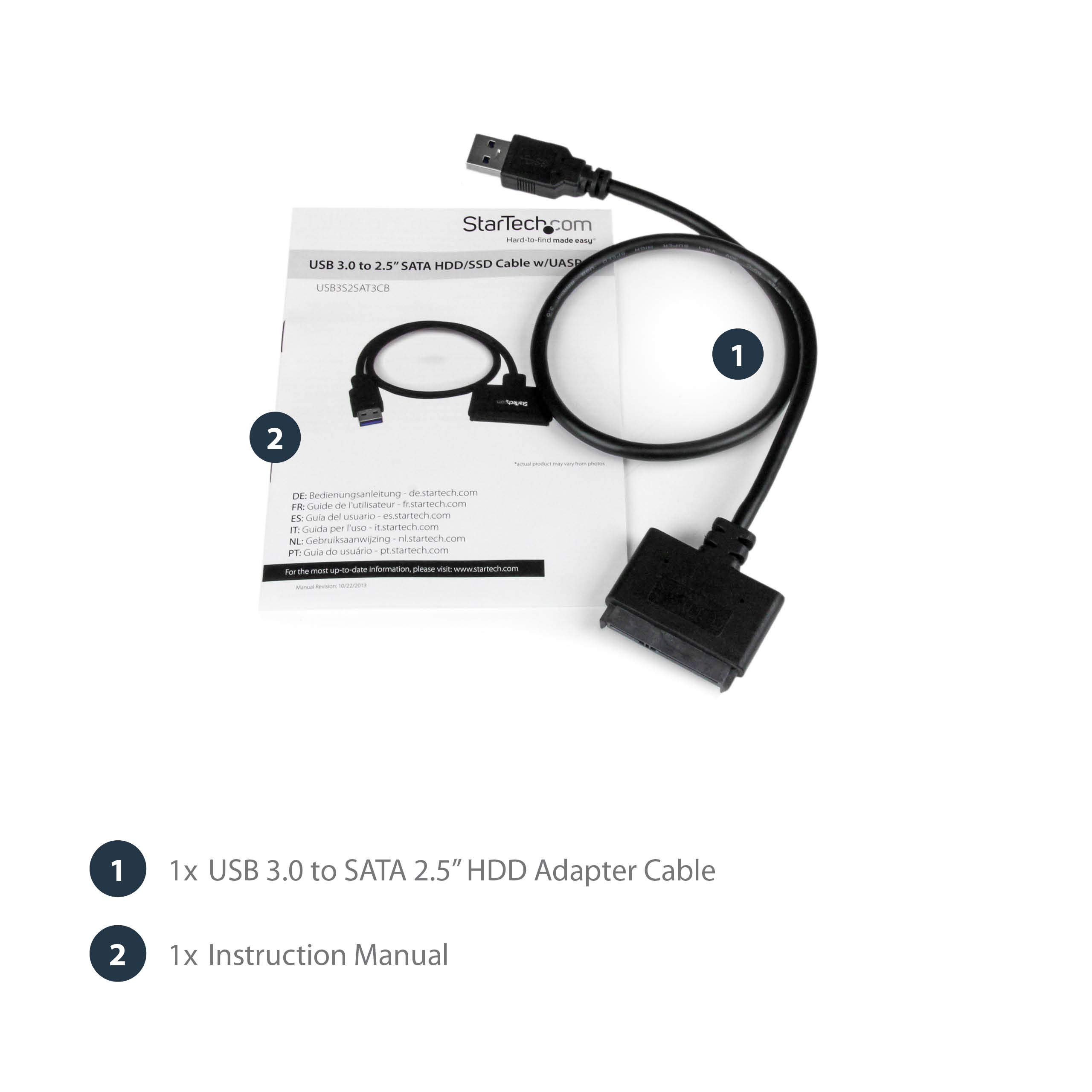 StarTech.com SATA to USB Cable - USB 3.0 to 2.5β SATA III Hard Drive Adapter - External Converter for SSD/HDD Data Transfer (USB3S2SAT3CB)