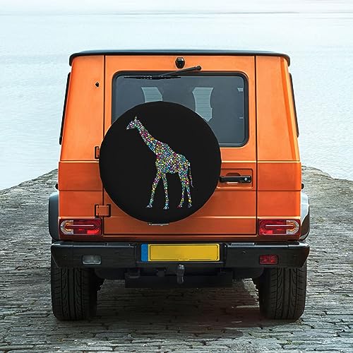 Colorful Landscape Giraffe Funny Tire Cover Universal Fit Spare Tire Protector for Truck, SUV, Trailer, Camper, Rv
