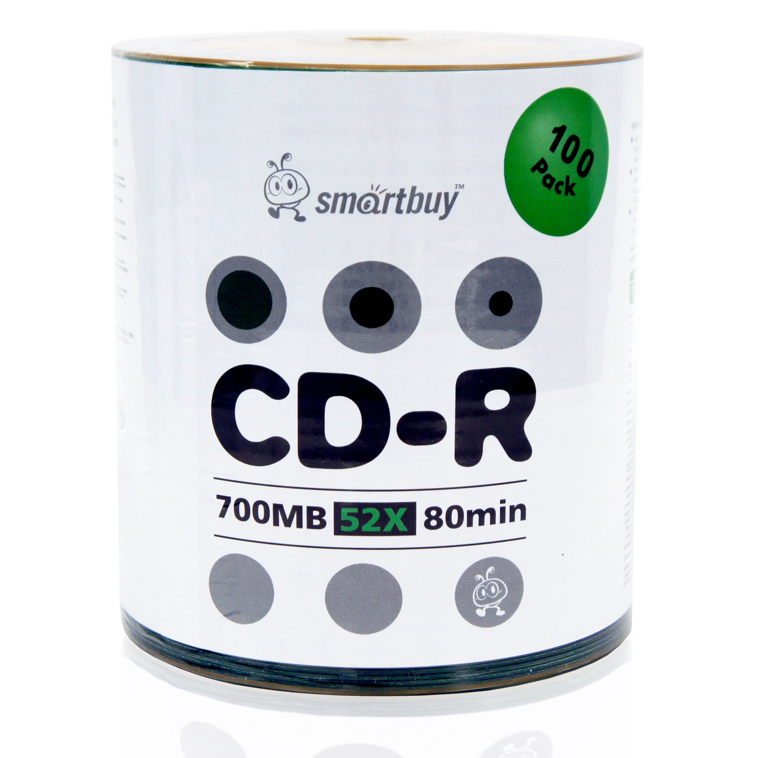 Smartbuy 300-disc 700mb/80min 52x CD-R Logo Top Blank Recordable Disc + Free Micro Fiber Cloth