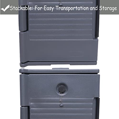 luston Front-Loading Insulated Food Pan Carrier,95 Quart Capacity, Color grey, Food-grade LLDPE Material, Portable Food Warmer for Canteen and Restaurant Use