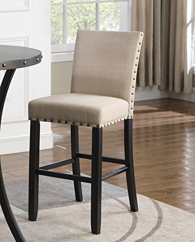 Roundhill Furniture Biony Fabric Bar Stools with Nailhead Trim (Set of 2), Tan