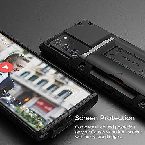 VRS DESIGN Damda Glide Hybrid Phone Case for Galaxy Note 20 Ultra, with [4 Cards] [Semi Auto] Premium Sturdy Card Wallet and Kickstand for Samsung Galaxy Note 20 Ultra 5G, 6.9 inch(2020) Black