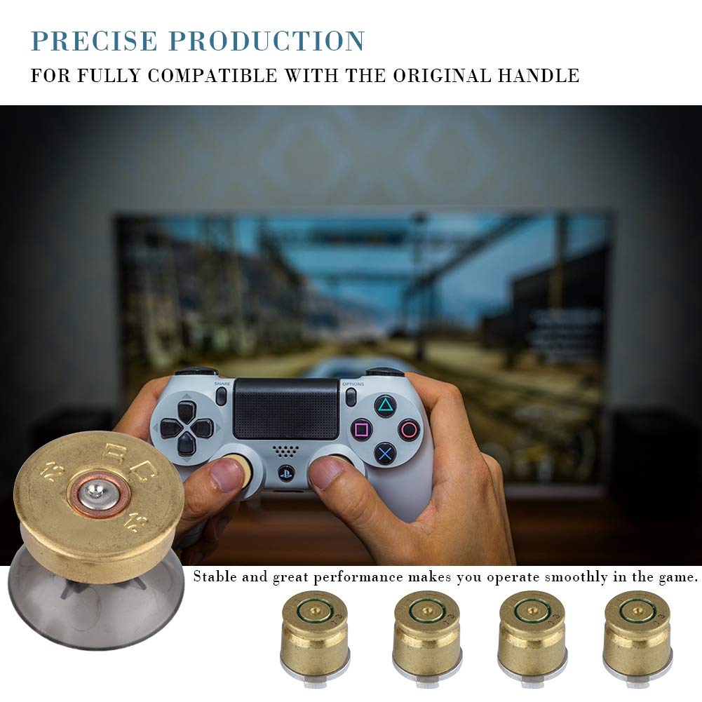 Salaty Bullet Thumbstick, Thumbstick Mod Kit Gold 6Pcs Bullet Buttons for PS4, Playstation 4 for Playstation 4 PS4 Controller Grip Replacement Parts