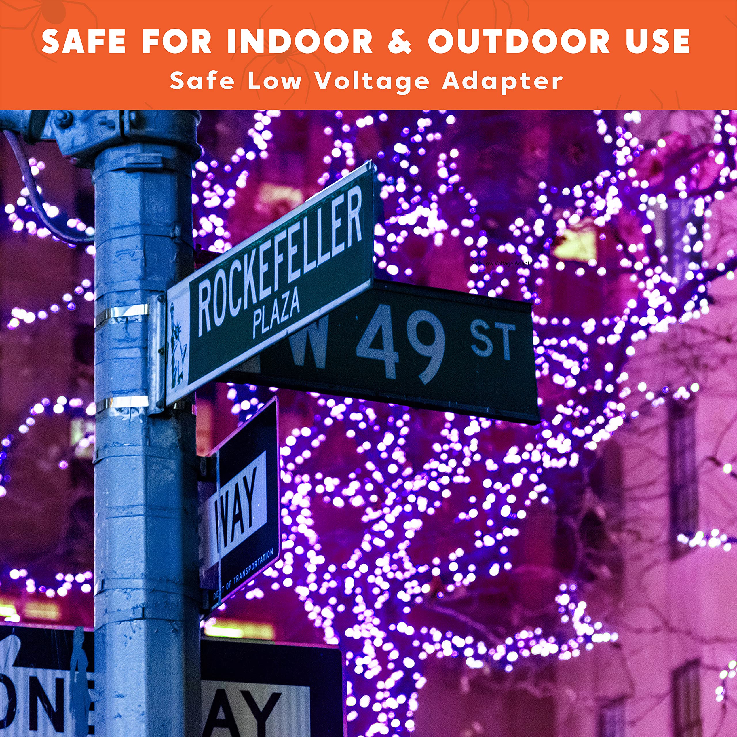 Joiedomi 200 LED Purple Halloween String Lights with 8 Modes 65.2FT Green Wire for Indoor Outdoor Holiday Décor Halloween Event Decoration, Tree, Eaves, Haunted House Theme Party