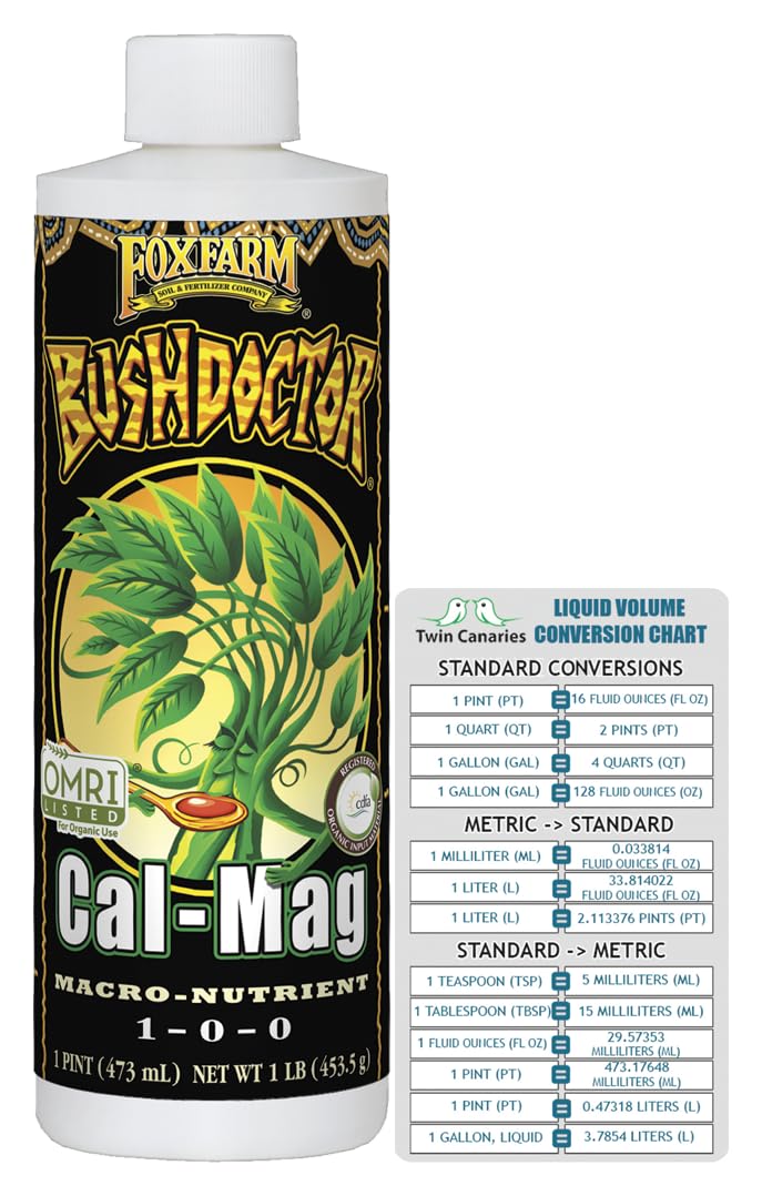 Bush Doctor Cal-Mag - 1 Pint (16 fl oz) + Twin Canaries Chart