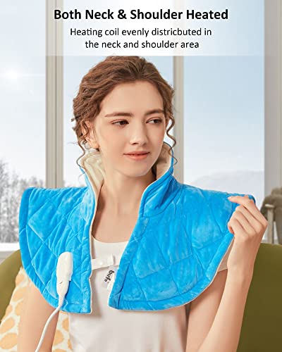Heating Pad, Weighted Heating Pad for Neck and Shoulder Pain Relief, 2.7lb Electric Heated Neck Shoulder Wrap for Deep Pressure Heat Therapy, 8 Heat Settings, 12 Auto-Off with Countdown