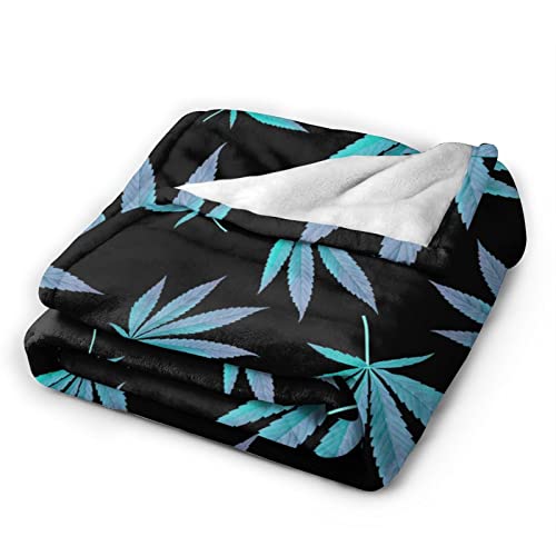 DICITNET Blue Leaves Weed Blanket Throw Blanket Lightweight Microfiber Blankets for Bed Couch Sofa Blanket Quilt 80"X60"