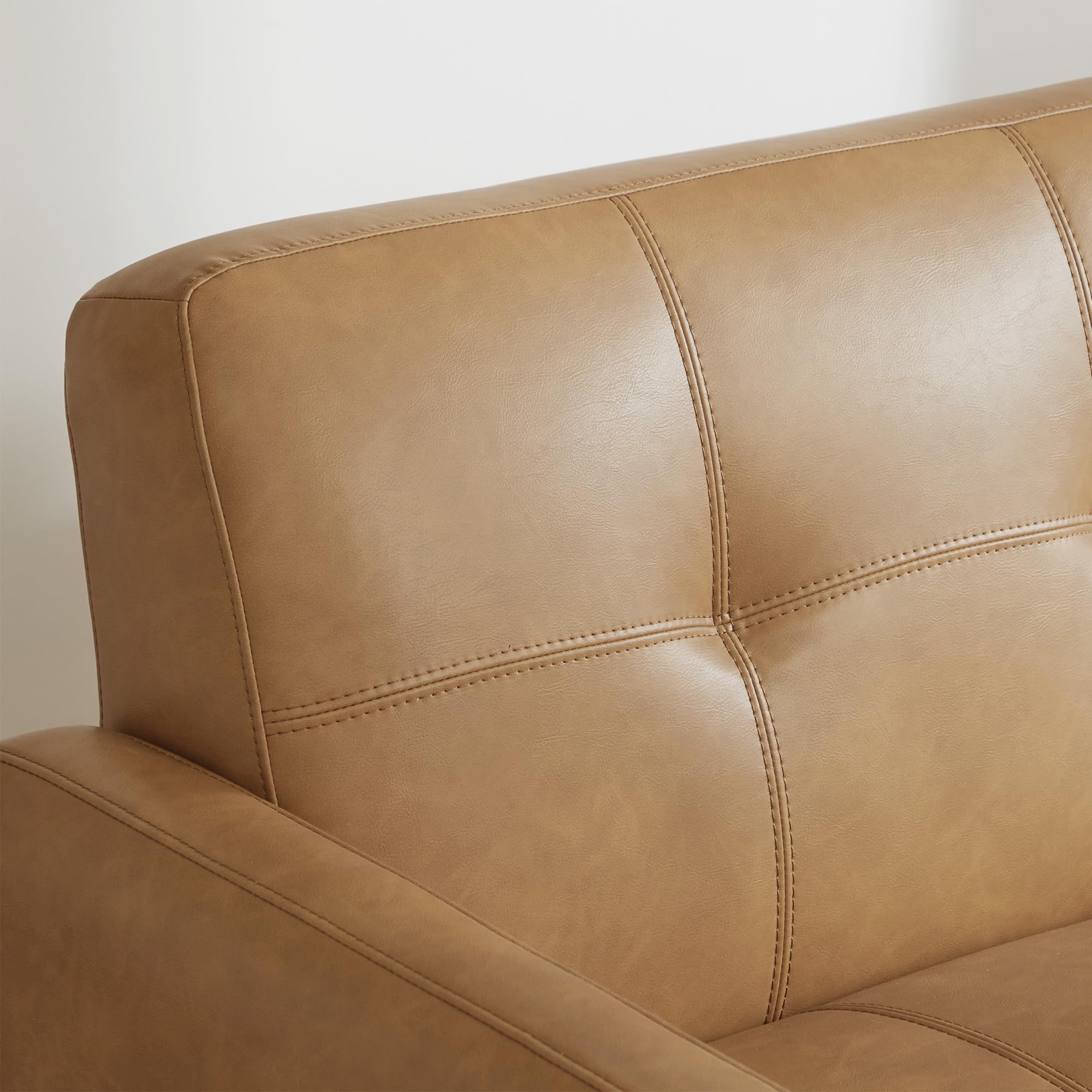 CHITA Mid-Century Sofas Furniture 73.2''W Faux Leather Sofa Couch Sets for Living Room Apartment, Cognac Brown