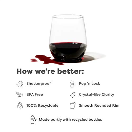 TOSSWARE POP 14oz Vino SET OF 12, Recyclable, Unbreakable & Crystal Clear Plastic Wine Glasses, 12 Count (Pack of 1)