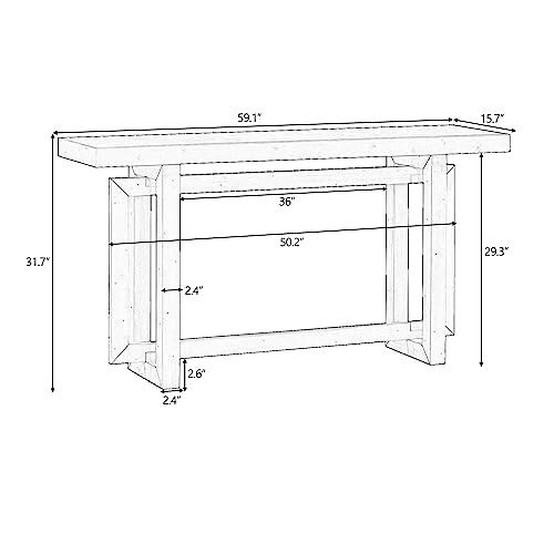 Hlcodca Contemporary Console Table with Industrial-Inspired Concrete Wood Top, Wood Legs, Extra Long Entryway Table for Entryway, Hallway, Living Room, Foyer, Corridor (Gray)