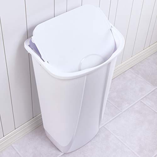Sterilite 10938006 11 Gallon/42 Liter SwingTop Wastebasket, White, 6-Pack
