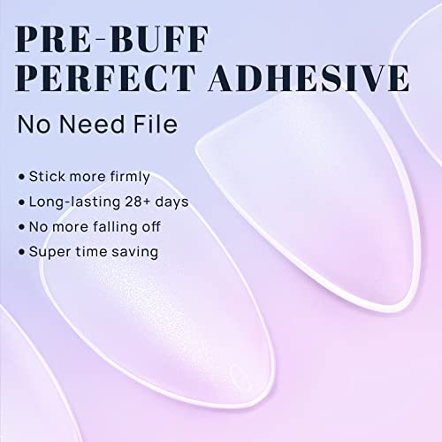 Ejiubas Gel Nail Kit - 300PCS Pre-buff Short Almond Gel Nail Tips, 15ML Long-Lasting Solid Gel with Portable Nail Lamp, Acrylic Nail Kit Gel Extension Set for Diy Home Manicure