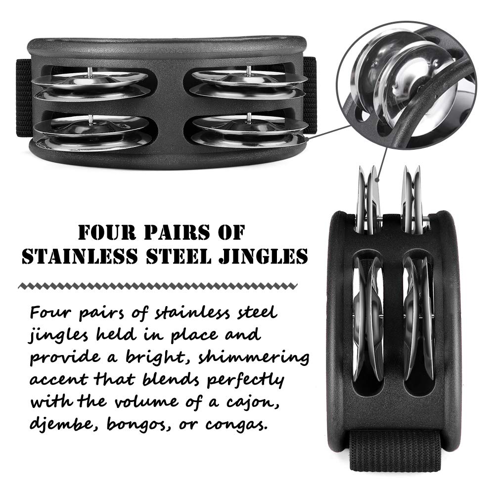 Foot Tambourine Percussion Drum Accessory Companion Metal Jingle Bell Musical Instrument Black