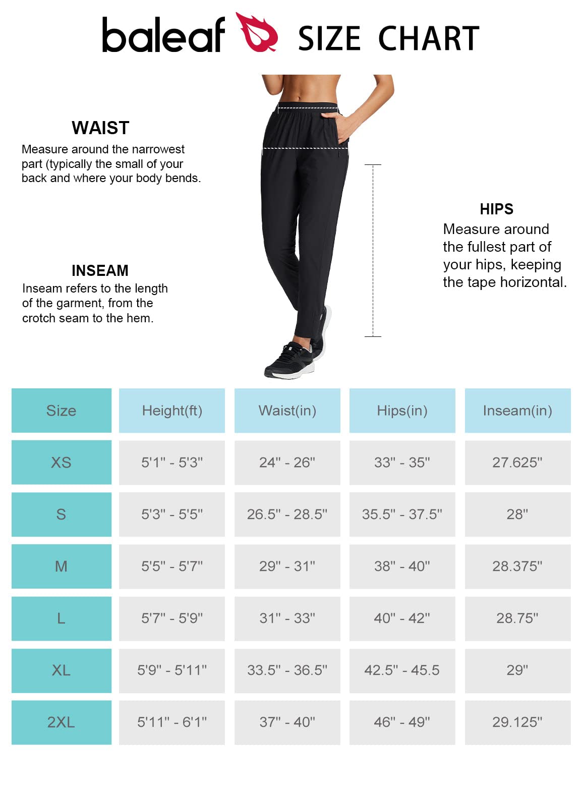 BALEAF Women's Joggers Pants Athletic Running Pants Tapered Quick Dry Jogger with Pockets Black XL