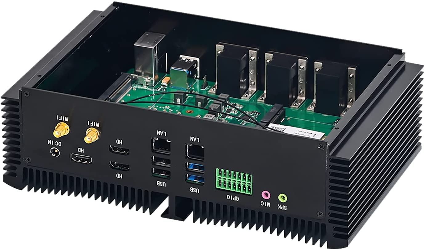 Fanless Industrial Computer Mini PC Intel Core i7 10870H Processor 32GB DDR4 Ram 1TB M.2 2280 SSD 3xHD 8xUSB 6xCOM Intel UHD Graphics Windows 10 Pro WOL PXE