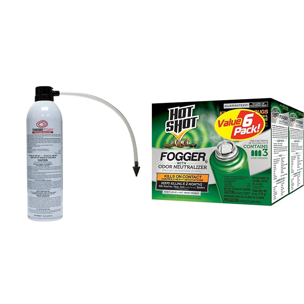 BASF 805571 Termidor Foam Termiticide/Insecticide for Insects & Hot Shot Fogger with Odor Neutralizer, Kills Roaches, Ants, Spiders & Fleas, Controls Heavy Infestations, 3 Count, 2 Ounce Pack of 2