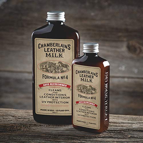 Leather Milk Auto Leather Conditioner and Cleaner with UV Protection - Auto Refreshener No. 4 - All Natural, Non-Toxic Protection for Car Interiors. Made in USA. 2 Sizes. Includes Conditioning Pad