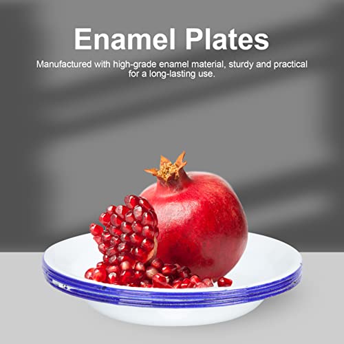 Hemoton 8 Pcs Vintage Enamel Plate Fruit Plate Enamel Fruit Platter Vintage Salad Plate Enamel Washing Platter Vintage Enamel Trays Enamelware Serving Platter ( 14cm/ 5.5inch )