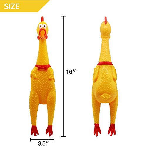 Novelty Place Extra Load Squawking Rubber Chicken - Large 16β - Yellow Squeeze Squeaky and Screaming Chicken for Kids or Adults