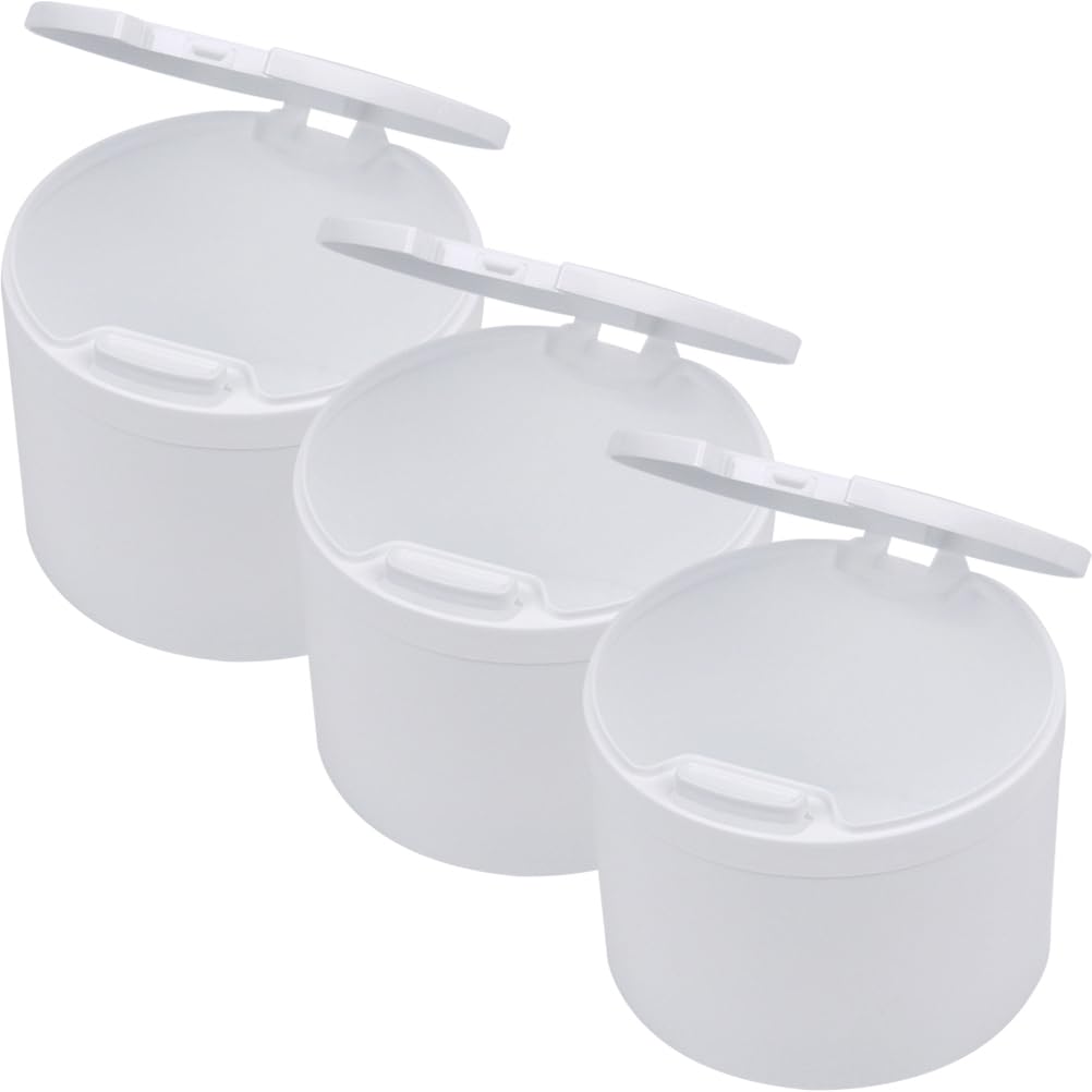 minkissy 3pcs Clamshell Cotton Swab Storage Box PP Cotton Swab Holder Cotton Round Dispenser Cotton Swab Containers for Bathroom Home Storage