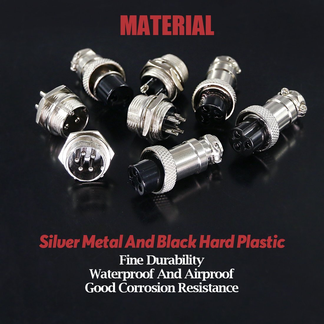 Hilitchi 40-Pieces 2 3 4 5 Pin 16mm Thread Male Female Panel Metal Aviation Wire Wire Connector Plug Assortment Kit (2 Pin / 3 Pin / 4 Pin / 5Pin)