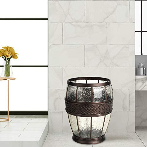 nu steel Resin Crackled Ice Small Trash Can Wastebasket, Garbage Container Bin for Bathrooms, Powder Rooms, Kitchens, Home Offices - Oil Rubbed Bronze