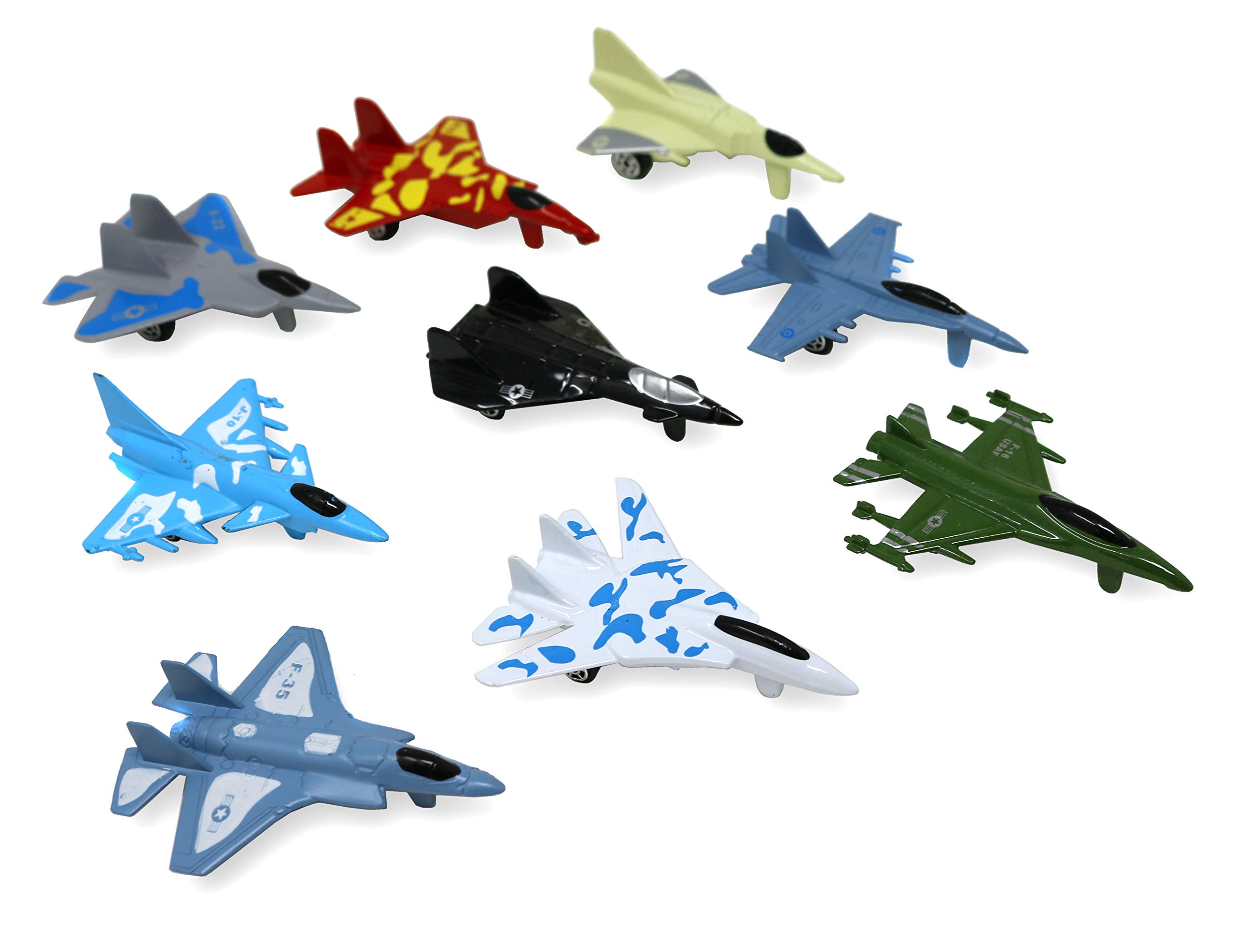 Metal die cast Toy air Plane Set of Military Planes and Jets. Pack of 9.
