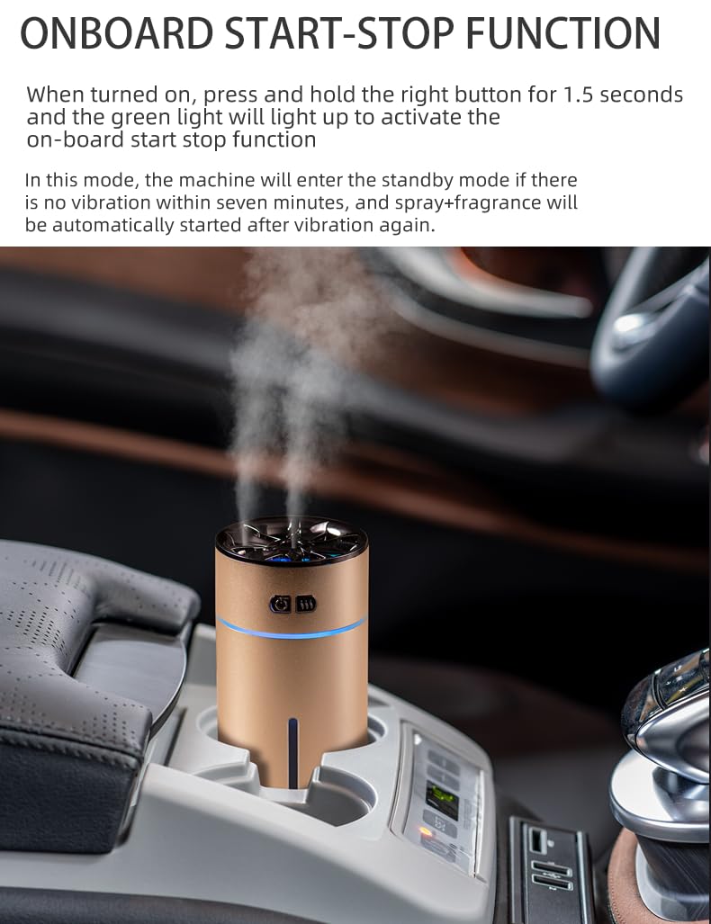 Car Diffuser Humidifier with Colorful Light, Auto Shut-Off, 2 Mist Modes, Car Diffusers for Essential Oils, USB Mini Humidifier for Car, Office Destop, Bedroom (Black)