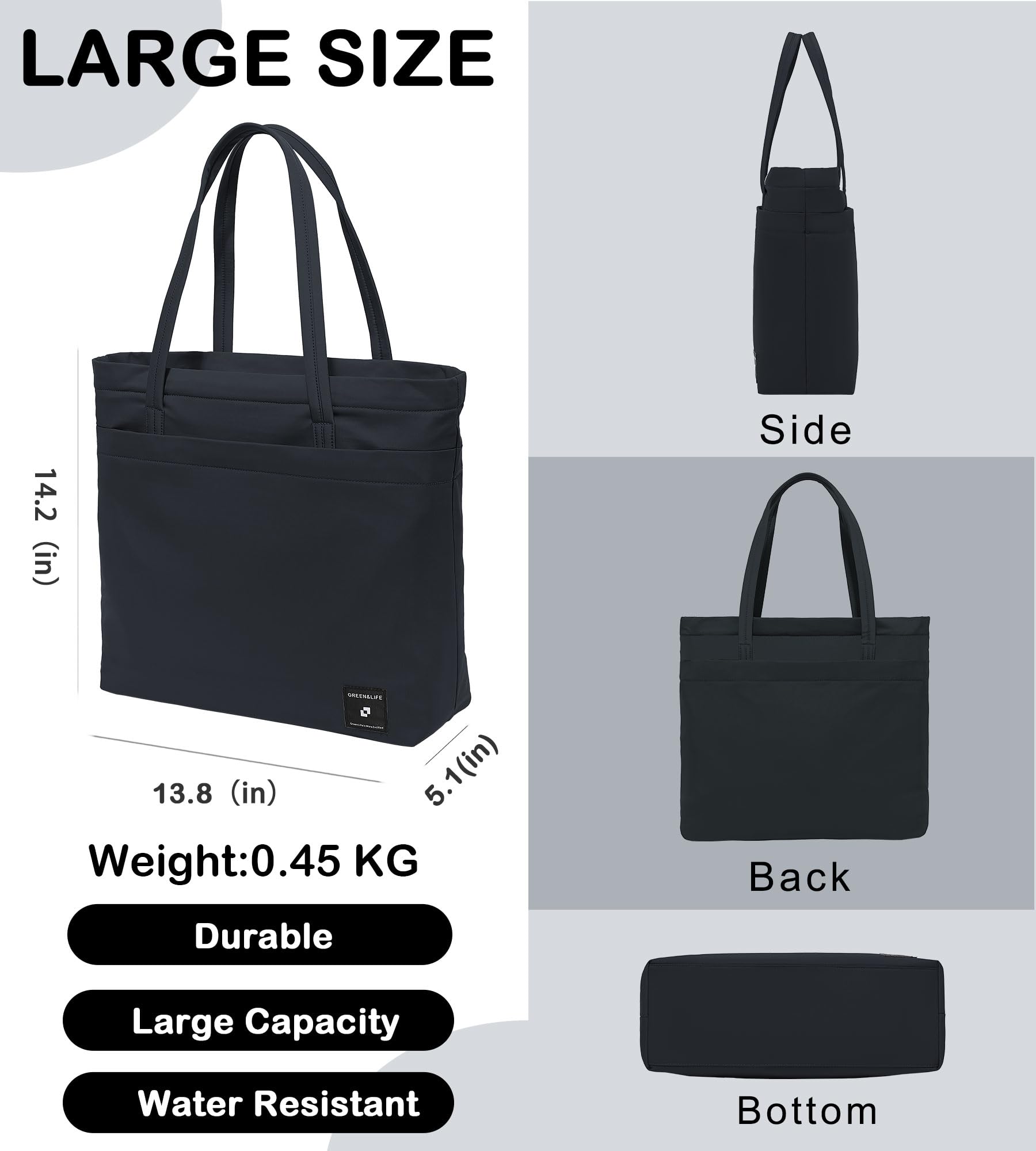 BASICPOWER Tote Bag for Women, Lightweight Shoulder Purse Laptop Work Gym Bag for Gym, Travel, Work