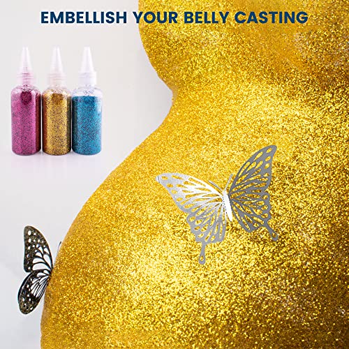 Olicard Belly Casting Kit Pregnancy, Belly Cast Kit for Expecting Mothers, Pregnancy Belly Mold Casting Kit, Unique Keepsake for Pregnant Belly, Perfect Baby Shower & Pregnancy Gifts (Glitter)