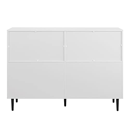 Walker Edison Mila Modern 6 Drawer Storage Buffet, 52 Inch, White and Rustic Oak