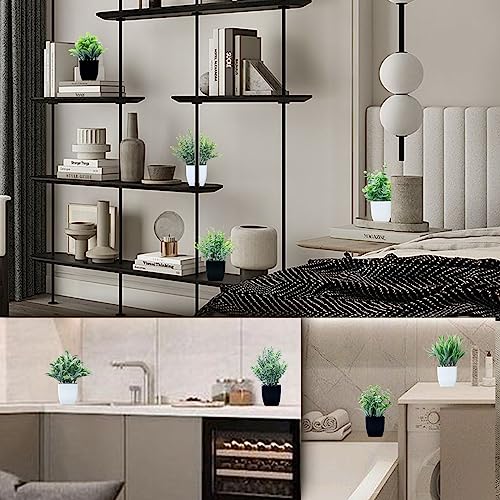 Fake Plants Mini Potted Artificial Plants, set of 8 Pack fake Plastic Eucalyptus Houseplants Greenery in Pot, Small Faux Plants Decor for Bathroom Home Office Farmhouse Desk Shelf(white,black)