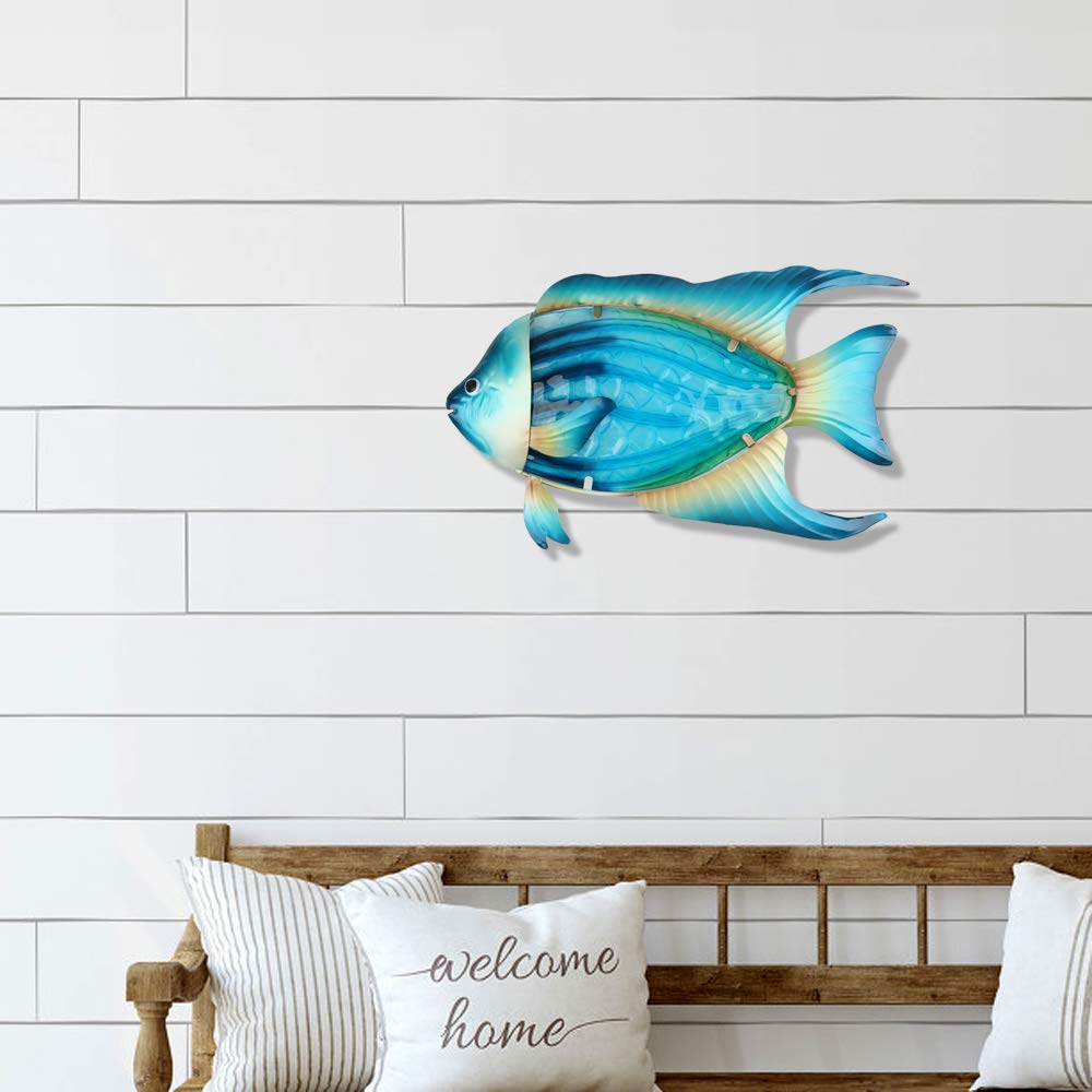 Maansfy Metal Fish Wall Decor Bathroom Garden Art Hanging Glass Decoration for Patio…