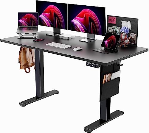 ErGear Adjustable 55'' Height Electric Standing Desk with Storage Bag Dual Monitor Wall Mount for 17 to 32 Inch