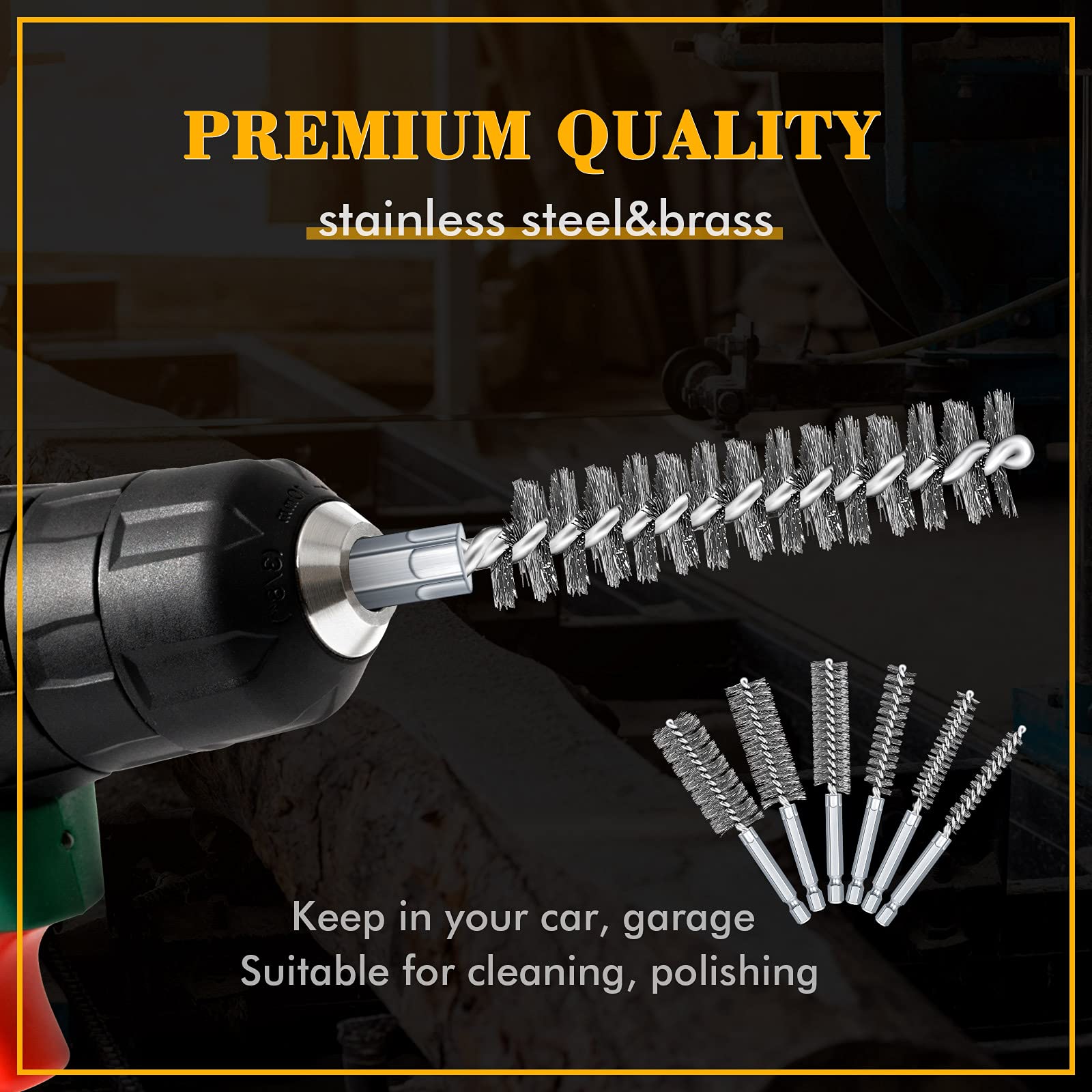 Bore Brush for Drill Wire Bore Brush Set Wire Cleaning Brush Set Stainless Steel Cleaning Brush for Power Drill Impact Driver(12 Pieces, Stainless Steel, Brass)