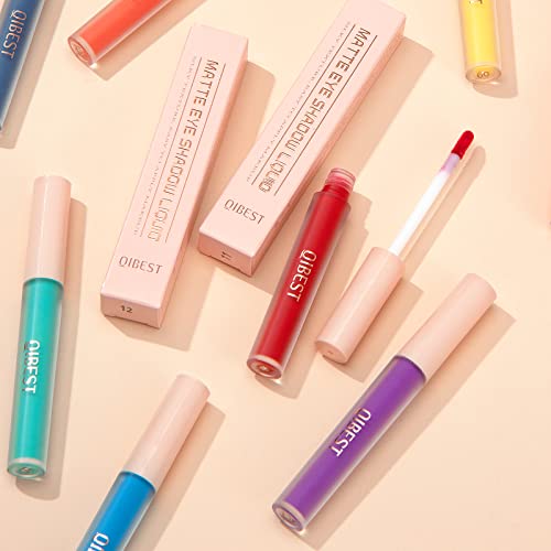 BestLand 8 Colors Liquid Matte Eyeshadow Set Nude Green Blue Red Purple Smokey Eyeshadow Cream Eyeshadow Primer Waterproof Quick Drying Eye Brightener Highlighter Blusher Eye Shadow Makeup (Color B)