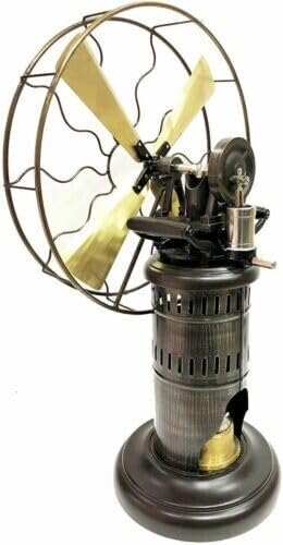 kerosene operated 15" Blades Steam Working Table Fan Vintage Metal Brass Style