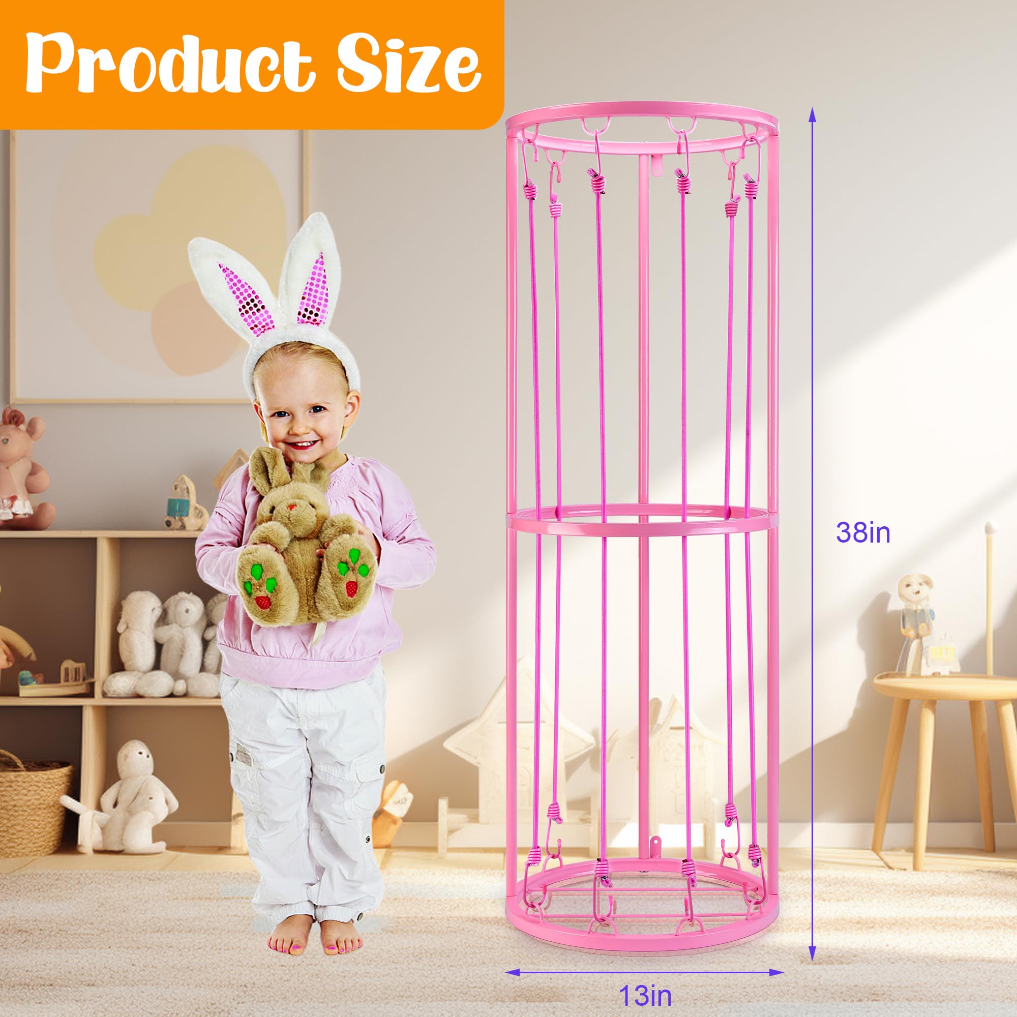 codree Stuffed Animal Zoo Storage- Plush Stuffed Animal Storage Holder with Metal Frame and Elastic Band- Space Save Plush Toy Storage Cage Organizer Standing for Bedroom Playroom Nursery Decor