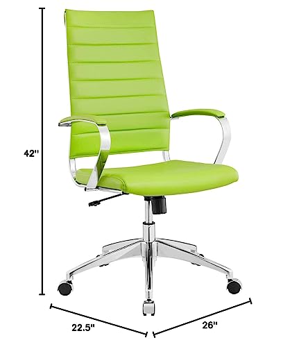 Modway Jive Ribbed High Back Tall Executive Swivel Office Chair With Arms In Bright Green