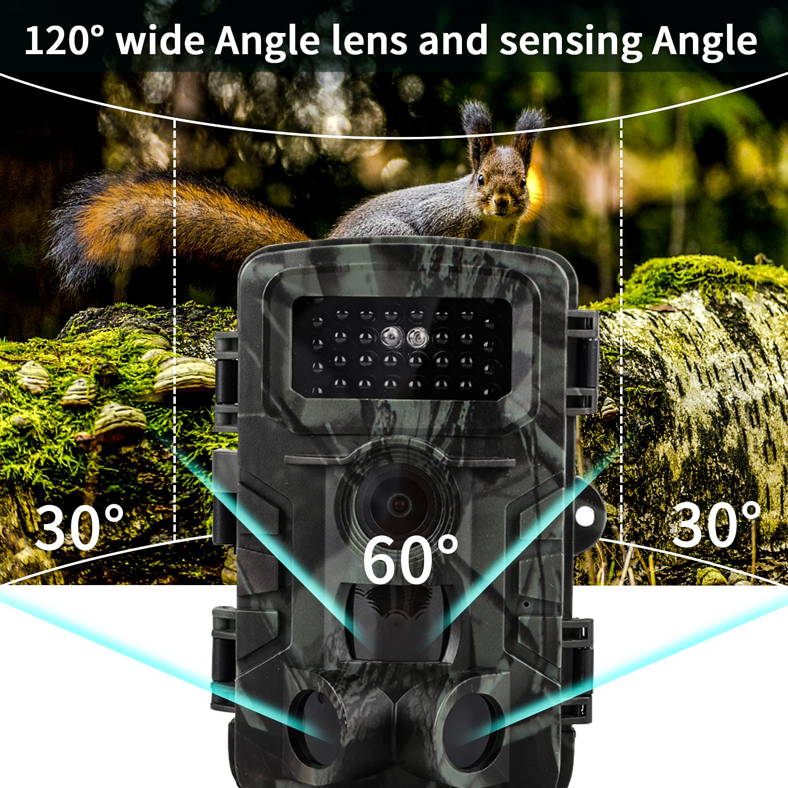 Baleyanm Trail Camera, 1080P 36MP Hunting Gear Game Camera with Night Vision Motion Activated Waterproof, Cellular Trail Camera 0.2s Trigger 120° Wide Angle Detection for Wildlife Deer Camera