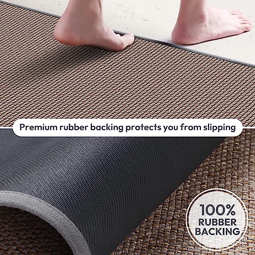 Kitchen Mats for Floor,Kitchen Rug, Nonskid, Washable,Absorbent Kitchen Runner Rug for in Front of Sink,Entryway,Hallway,Rubber Backing Indoor Door Mat,Farmhouse Style Standing Mat,17.3"x28",Grey